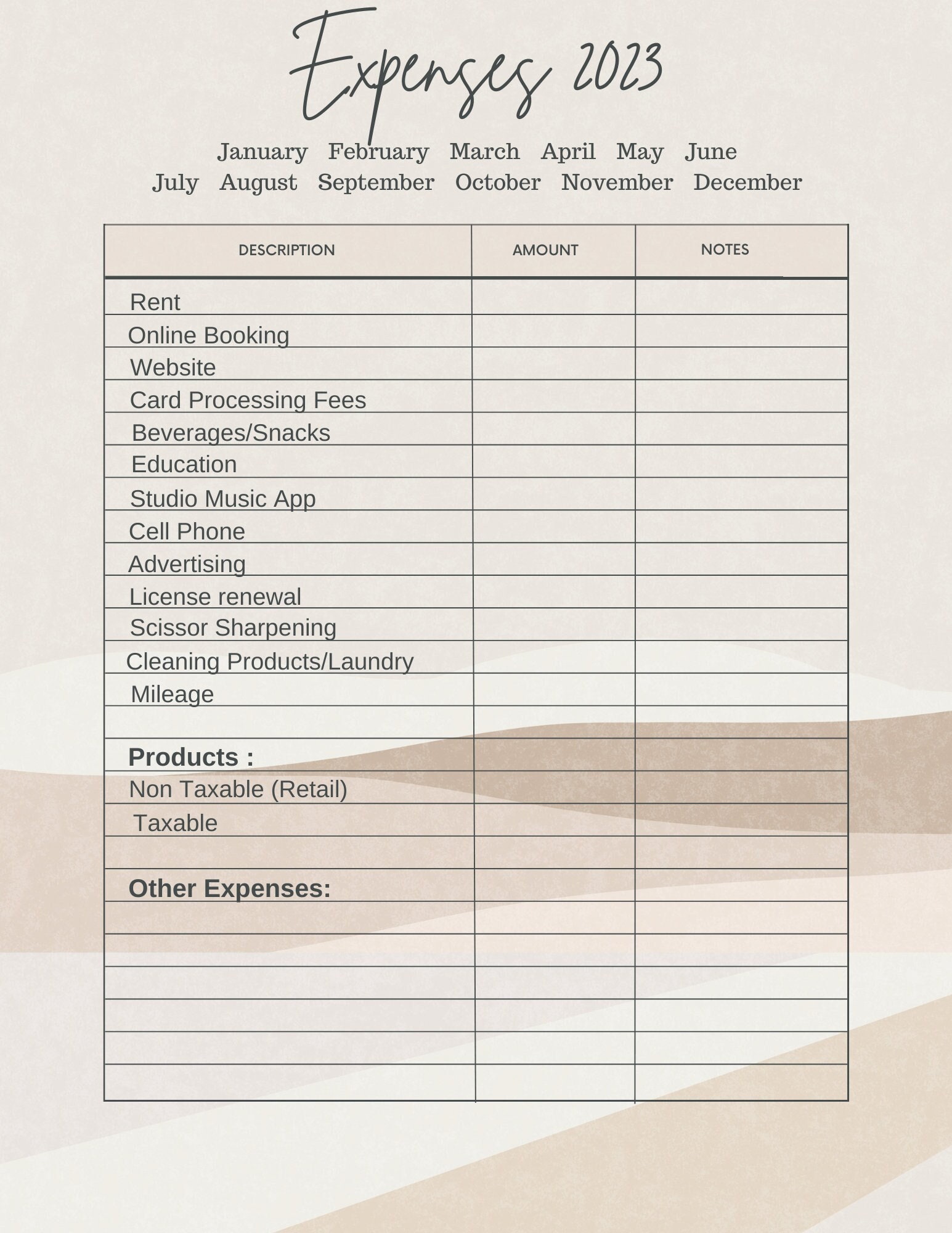 Printable Hairstylist 2023 Monthly Expense Tracker Sheet, Salon, Salon ...