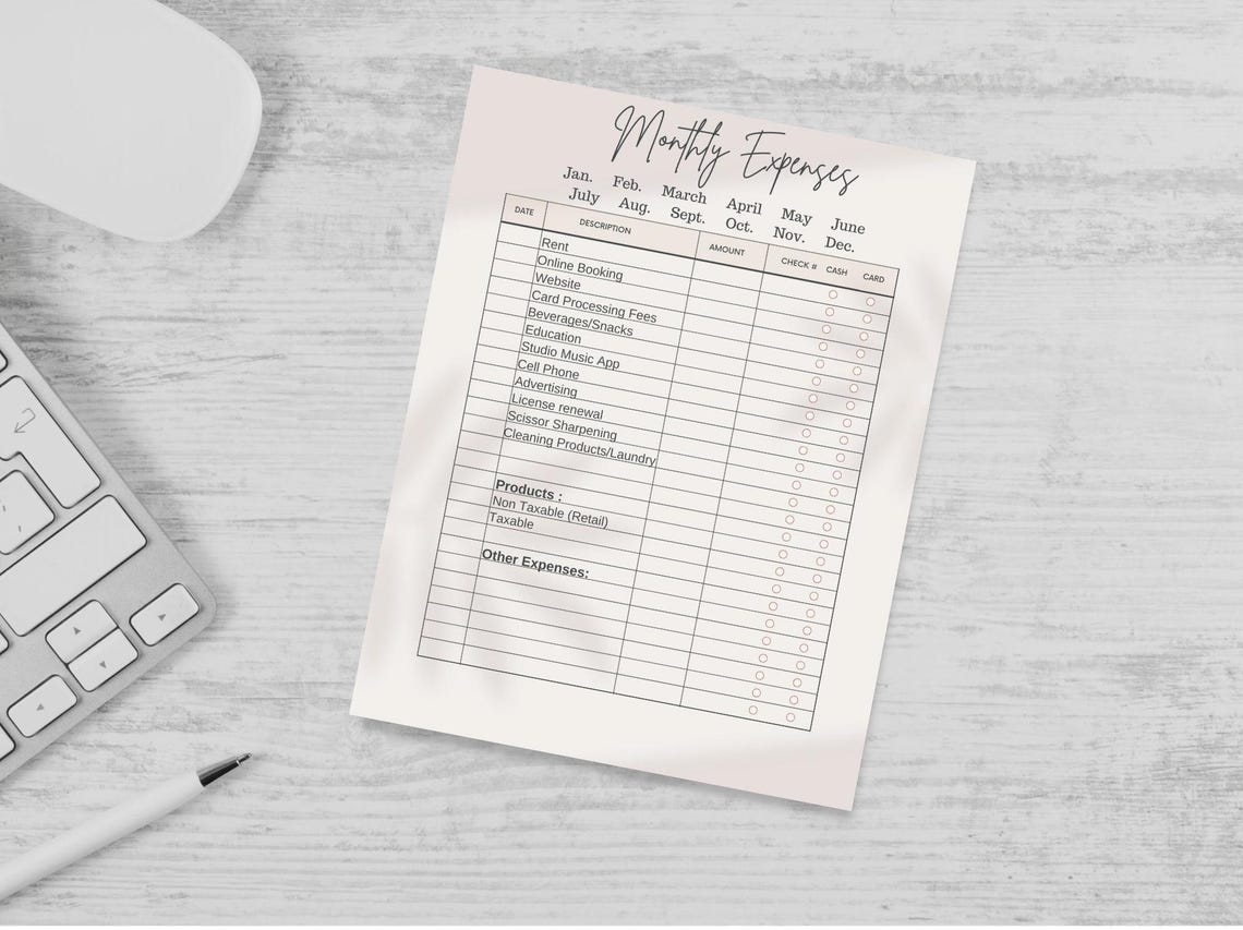 Hairstylist Monthly Expense Tracker. Beauty Expense Spreadsheet, Salon ...