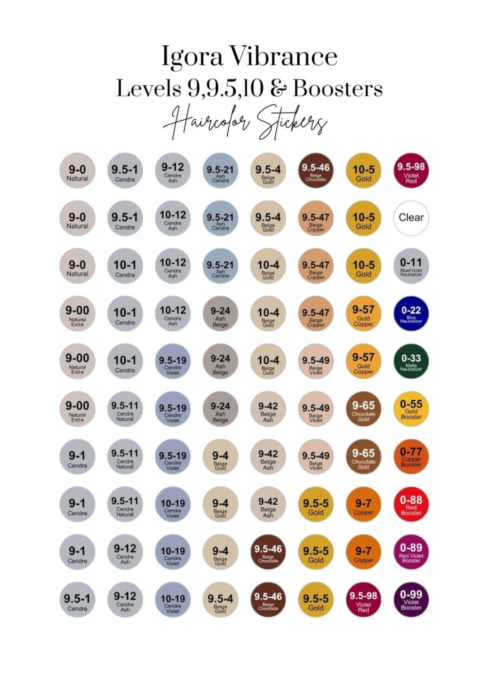 Igora Vibrance Hair Color Stickers, Schwarzkopf Hair Color Labels ...