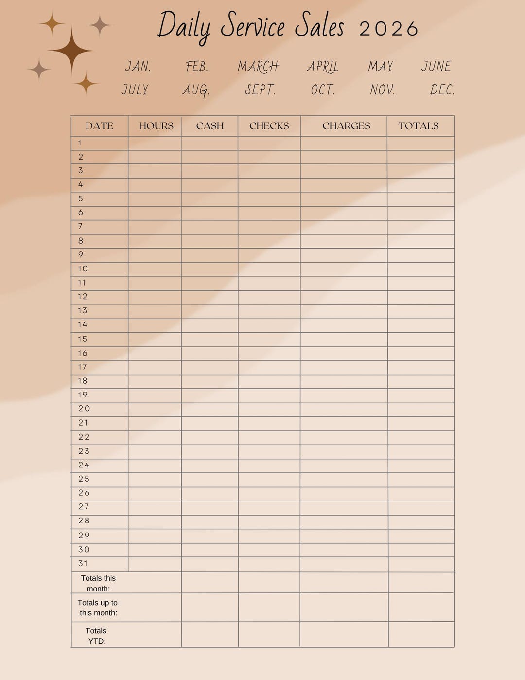 2026 Daily Sales Tracker for Salon Professionals (PDF Printable ...