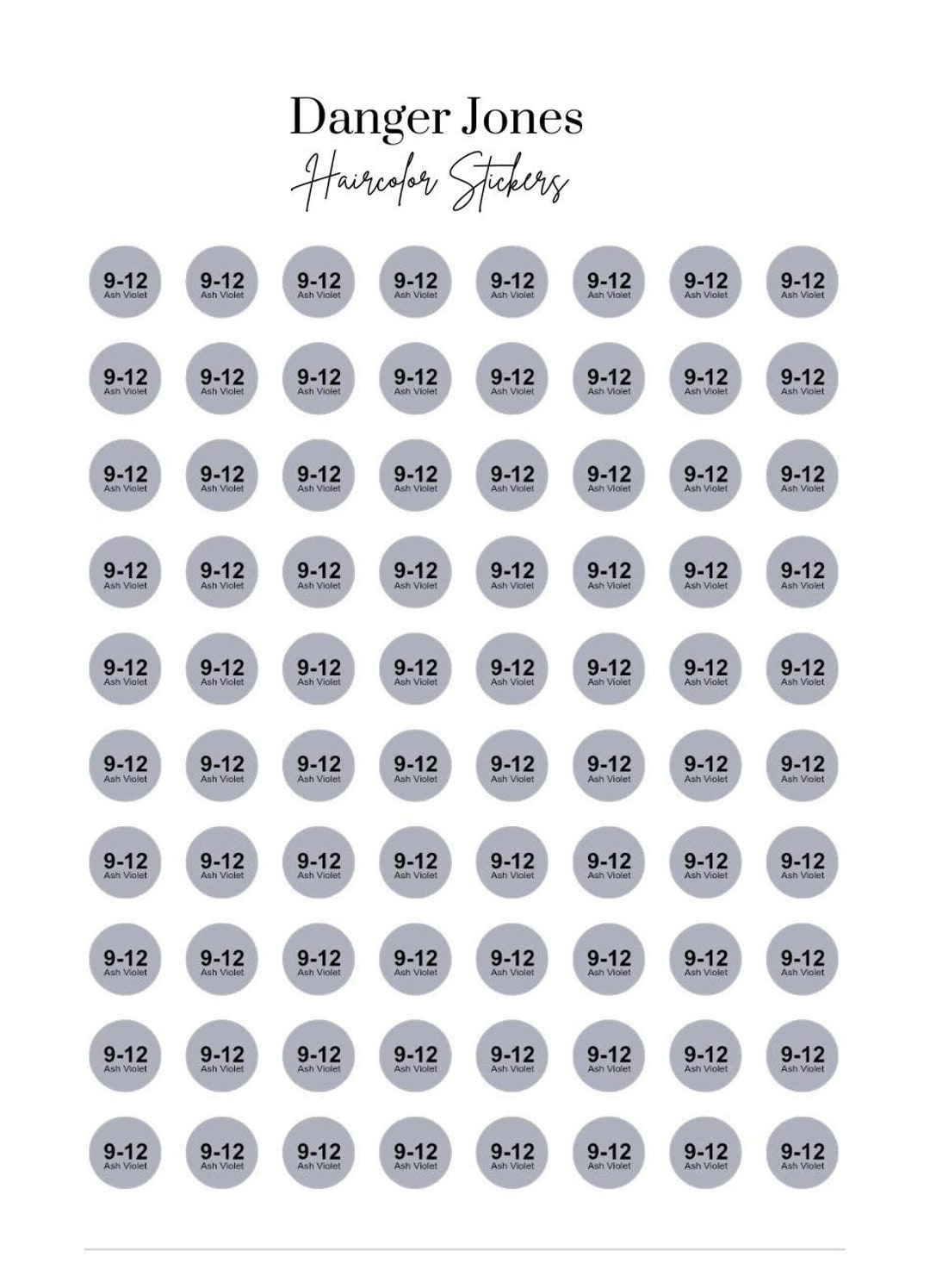 Danger Jones Haircolor Stickers, Hair Color Labels, Salon Color Storage ...