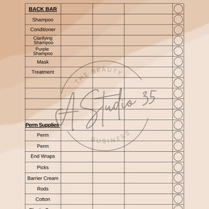 Salon Supply Inventory List. All Supplies Besides the Colors. Salon ...