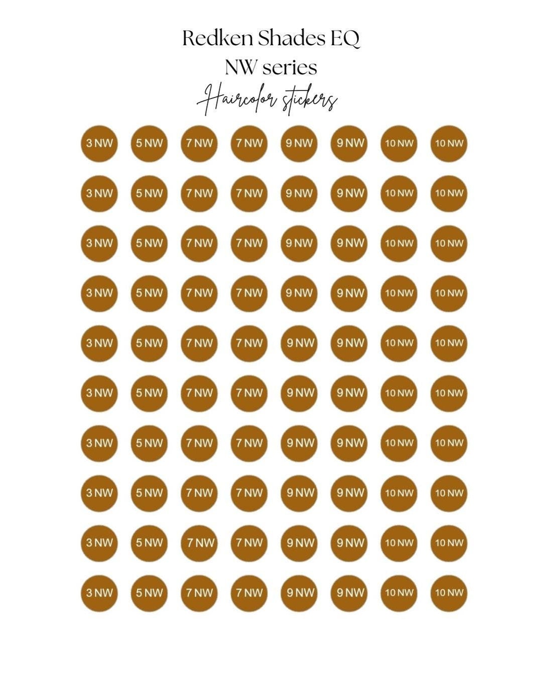 Redken Shades EQ NW Stickers, Hair Color Labels, Shades EQ Stickers ...