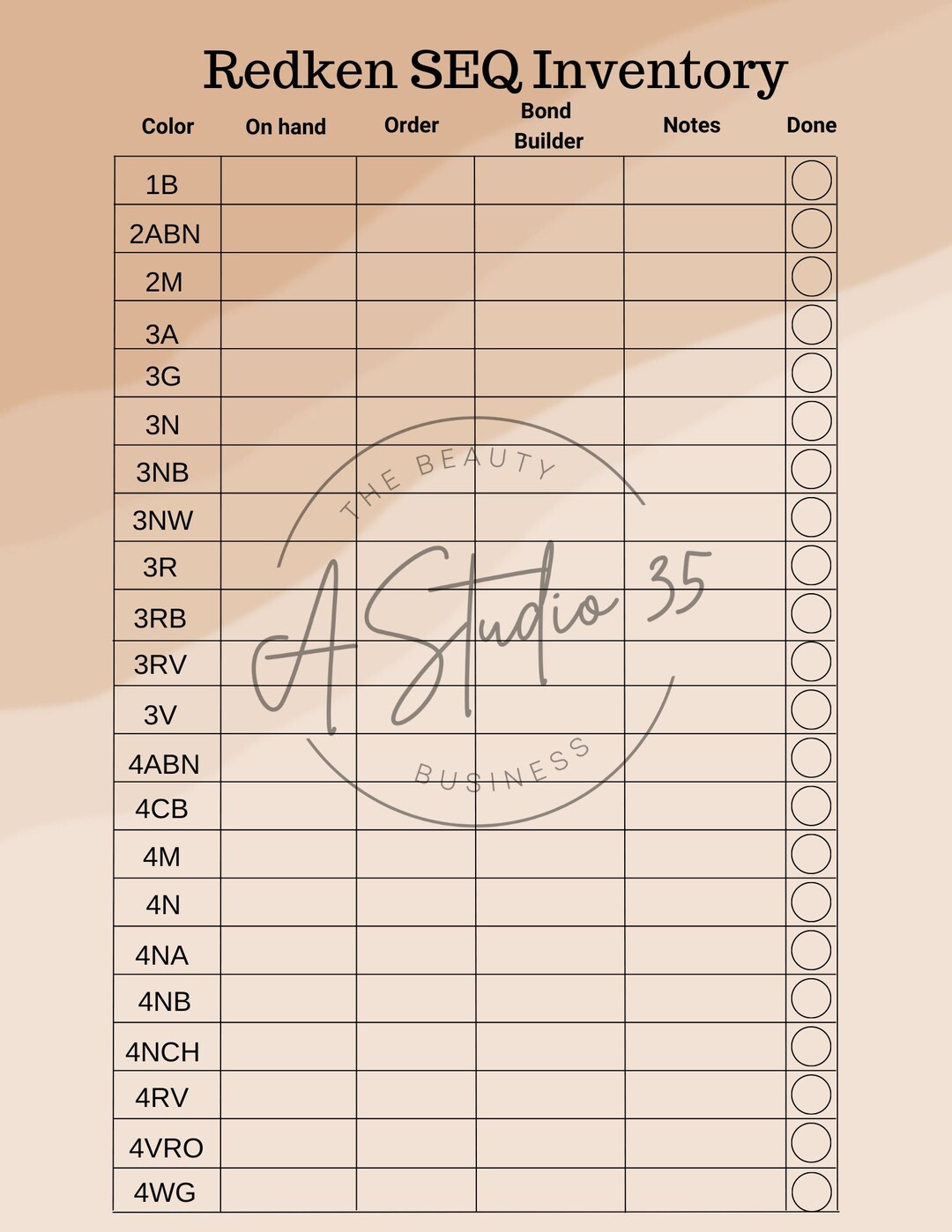 Redken Shades Eq Printable Color Inventory Sheet. SEQ Inventory Tracker ...