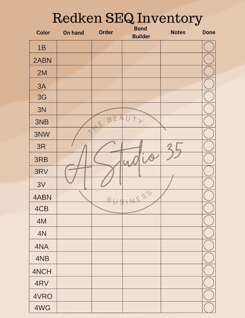 Redken Shades Eq Printable Color Inventory Sheet. SEQ Inventory Tracker ...