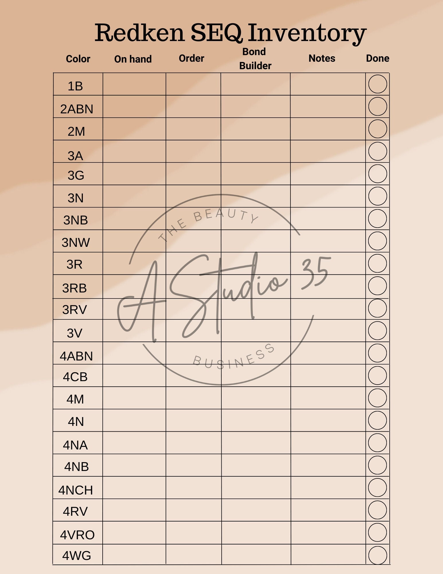 Redken Shades Eq Printable Color Inventory Sheet. SEQ Inventory Tracker ...