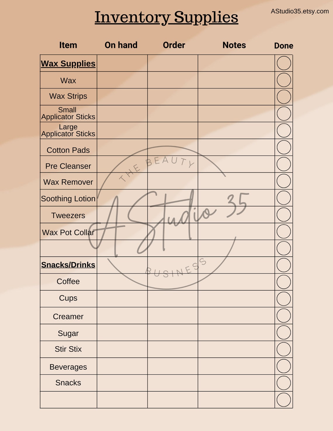 Salon Supply Inventory List. All Supplies Besides the Colors. Salon ...