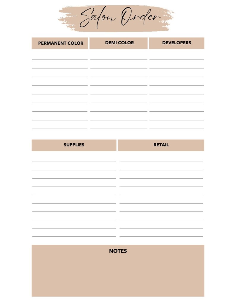 Salon Order Form, Salon Studio, Salon Suite, Independent Hairstylist ...