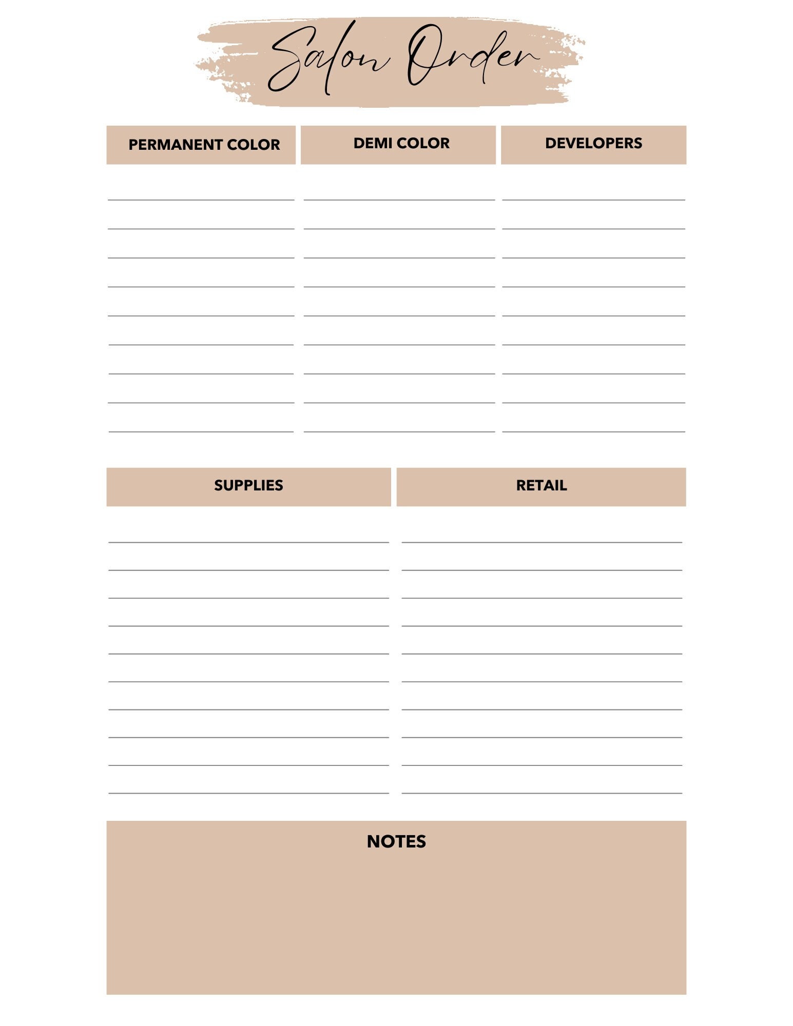 Salon Order Form, Salon Studio, Salon Suite, Independent Hairstylist ...