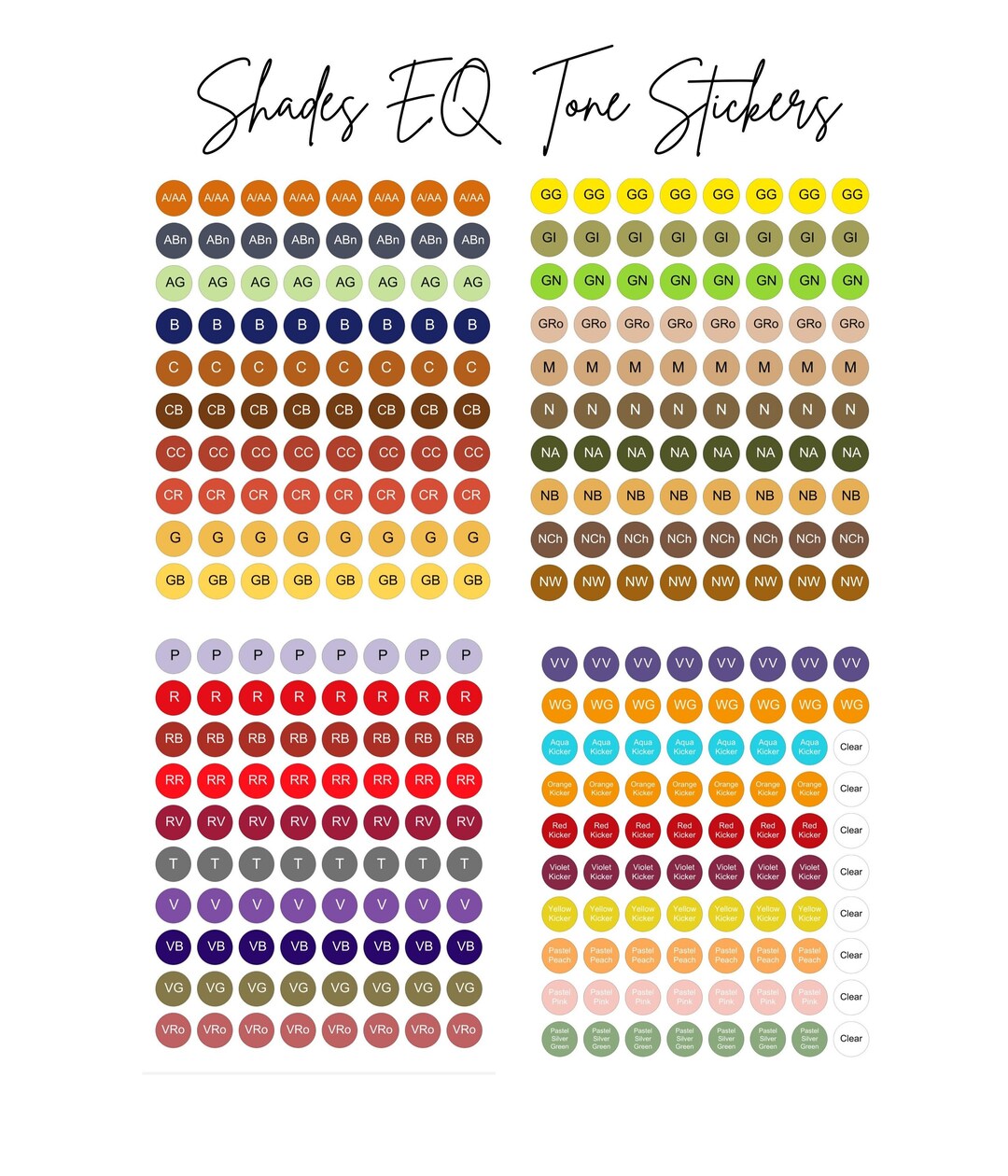 Redken Shades EQ Color Coded TONE Stickers, Labels for Bottle Tops or ...