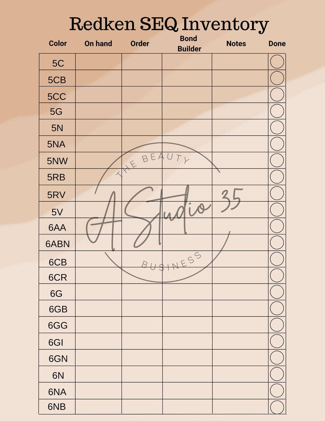 Redken Shades Eq Printable Color Inventory Sheet. SEQ Inventory Tracker ...