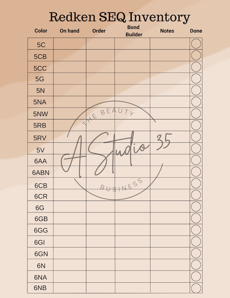 Redken Shades Eq Printable Color Inventory Sheet. SEQ Inventory Tracker ...