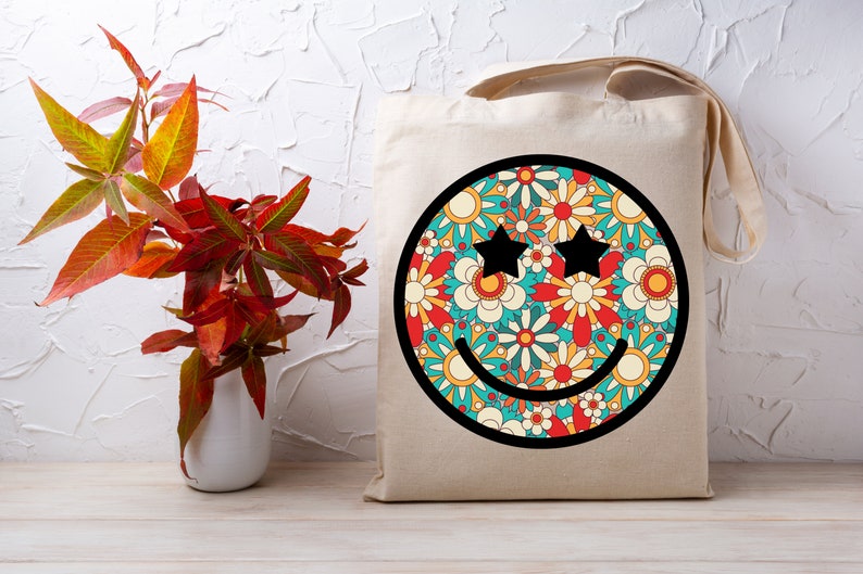 Hippie Smiley Face Sublimation PNG SVG Instant Download Vintage Retro ...