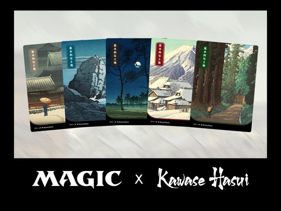 Mtg Full Art Japanese Basic Lands Kamigawa Neo Style Custom Etsy