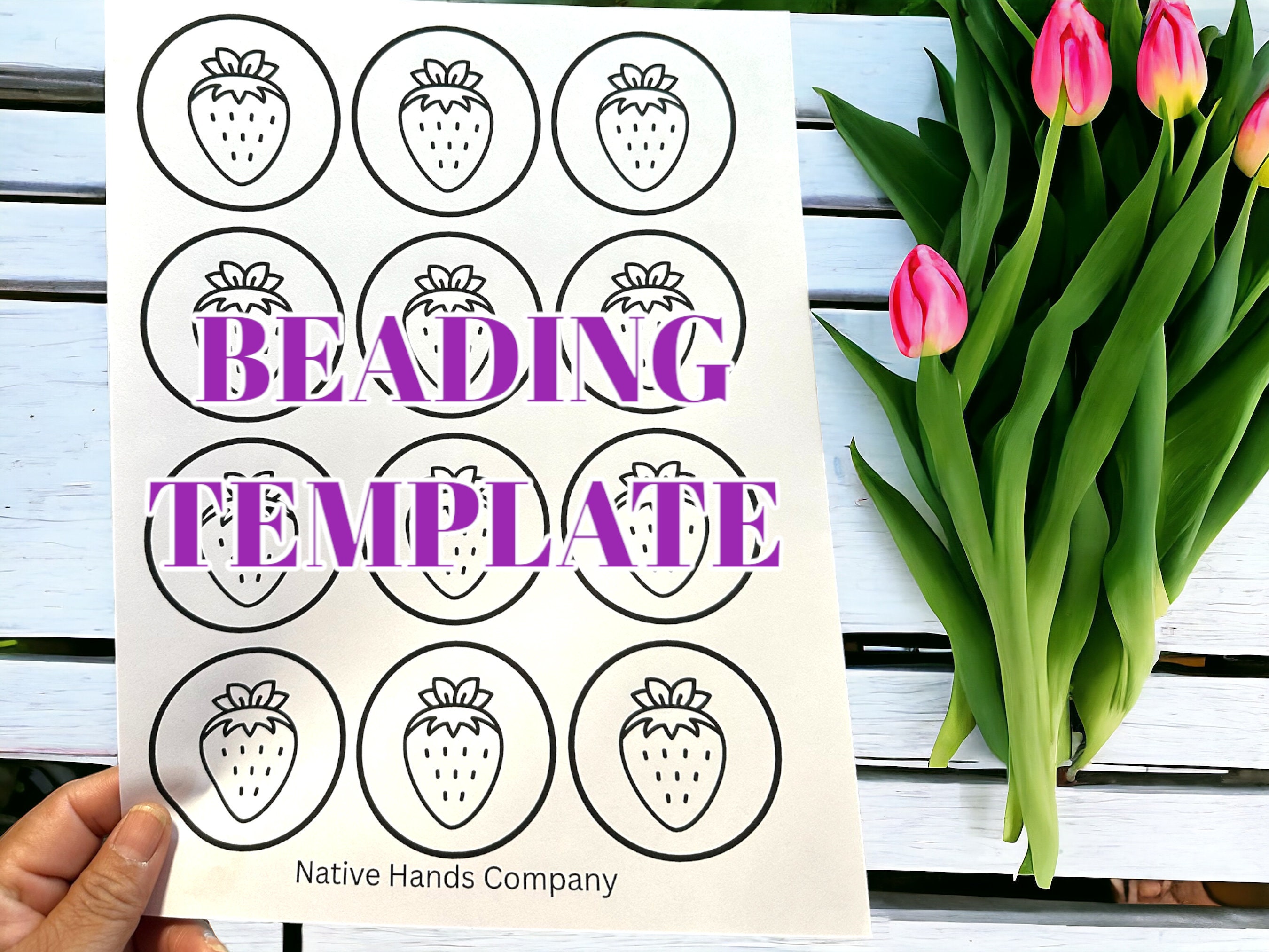 Native Beadwork Printable Strawberry Template PDF Beading Pattern Print ...