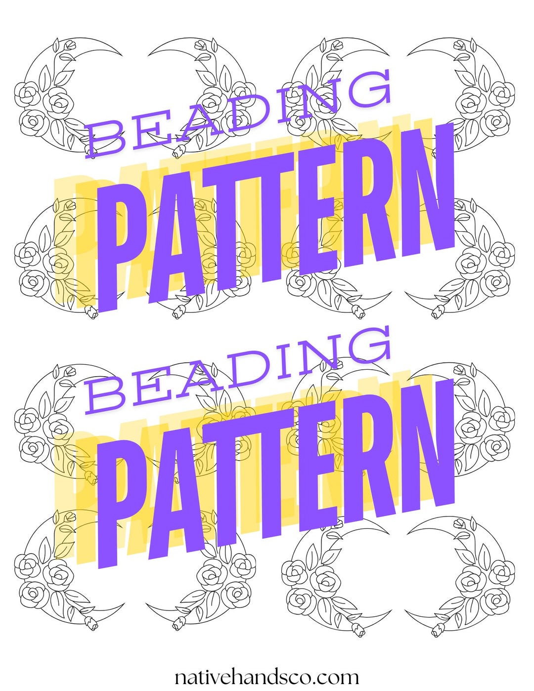Native Beadwork Printable MOONFLOWER 5 SIZES Flat Stitch Template PDF Beading Pattern Print at ...