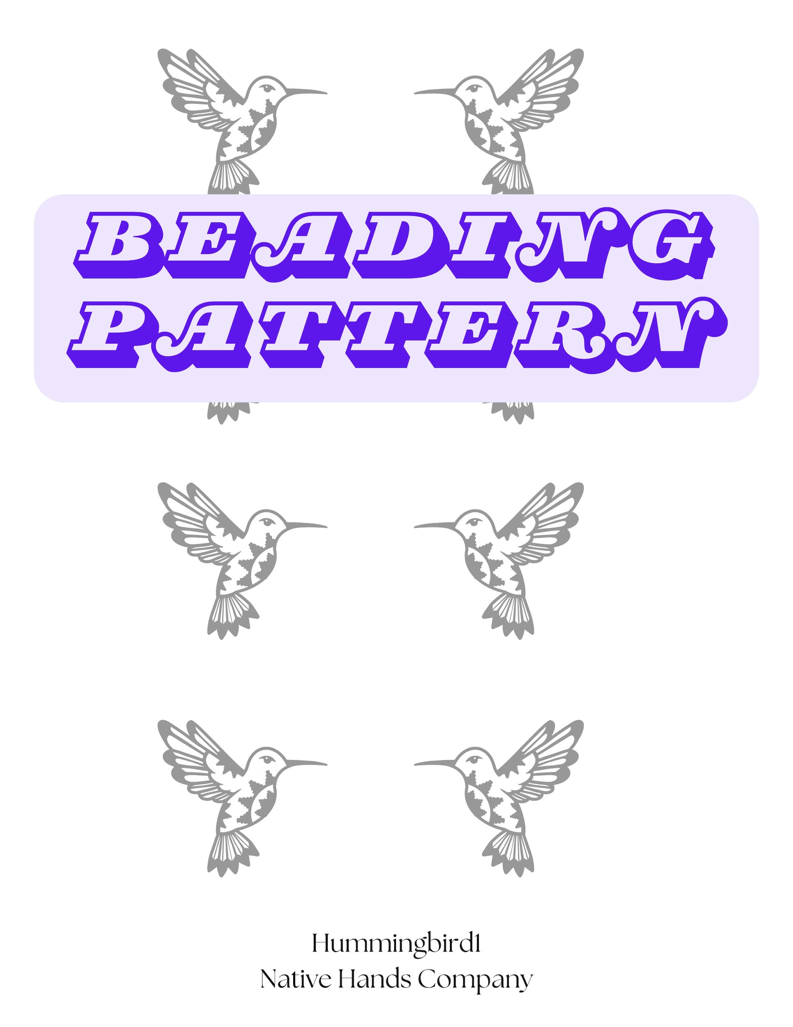 3 Sizes Native Beadwork Printable Mirrored Hummingbirds Template PDF ...