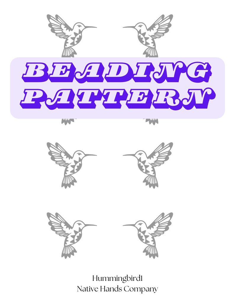 3 Sizes Native Beadwork Printable Mirrored Hummingbirds Template PDF ...