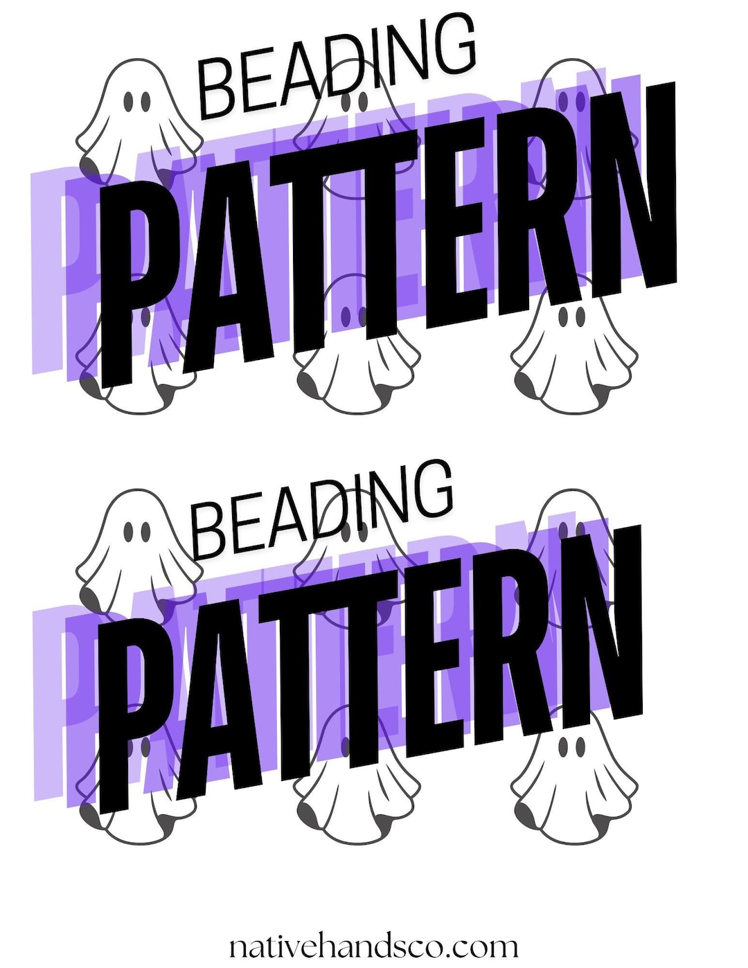 Native Beadwork Printable Flowy Ghost Flat Stitch Template PDF Beading Pattern Print at Home ...