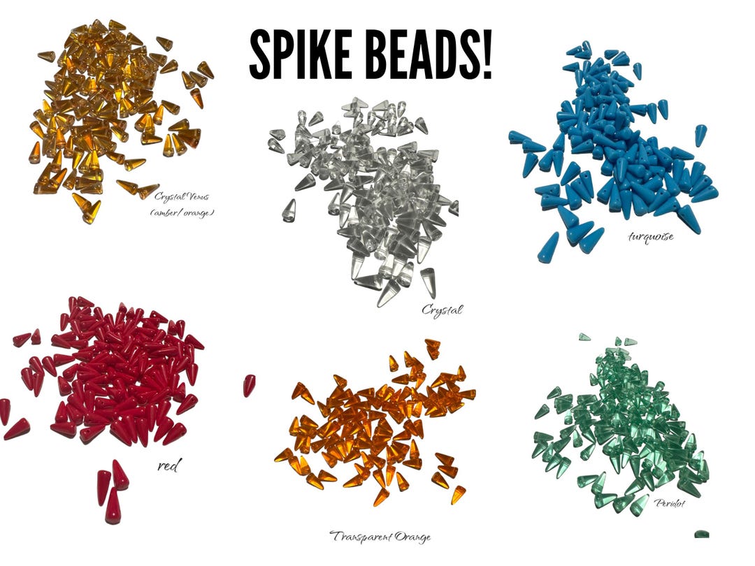 Czech Pressed Spike Thorn Glass Beads 5x10 Mm Red, Turquoise ...