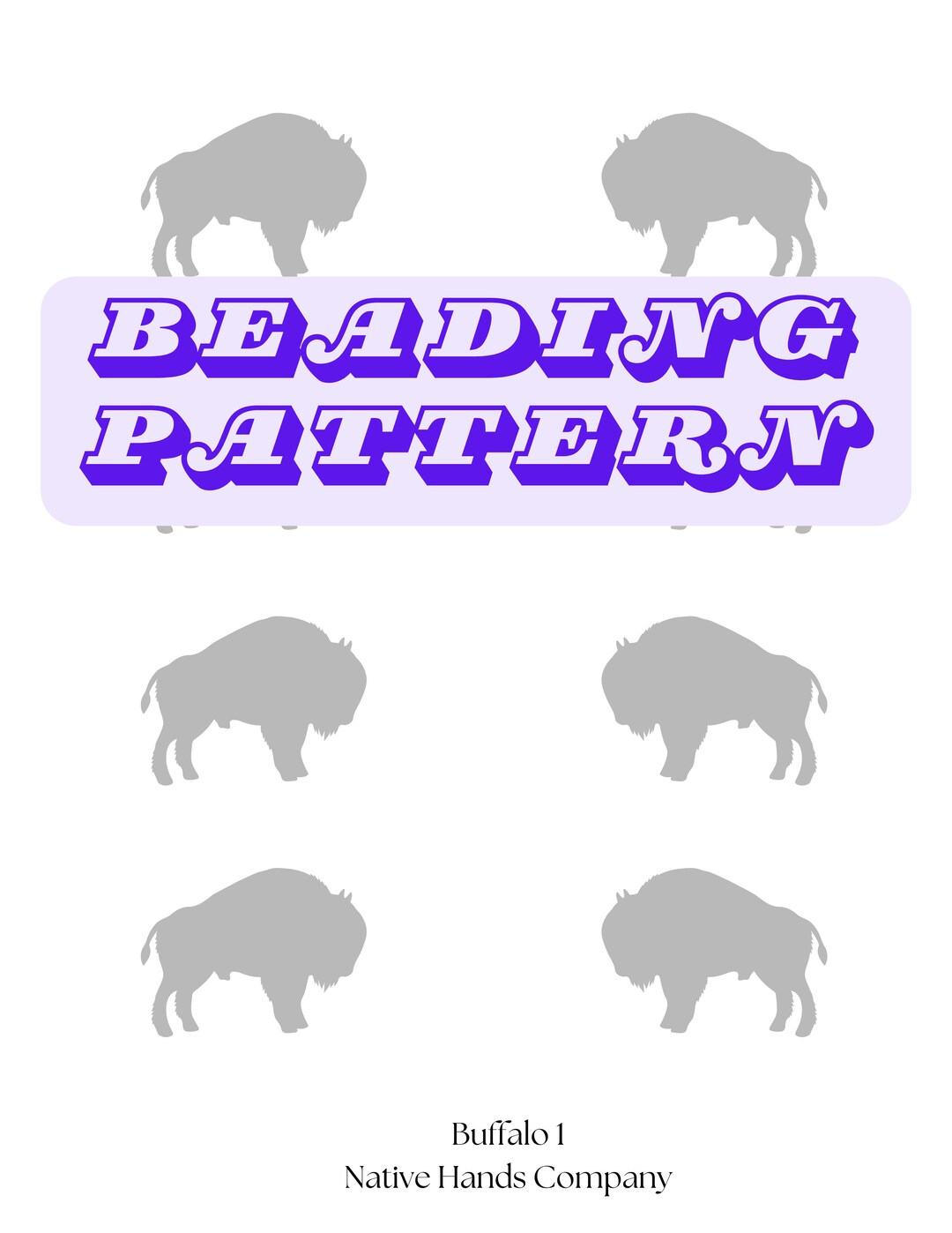 3 Sizes Native Beadwork Printable Mirrored Buffalo Bison Template PDF ...