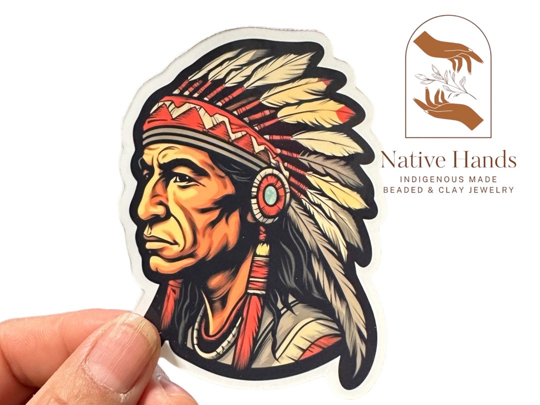 Chief in Headdress Warbonnet Glossy Sticker - Etsy
