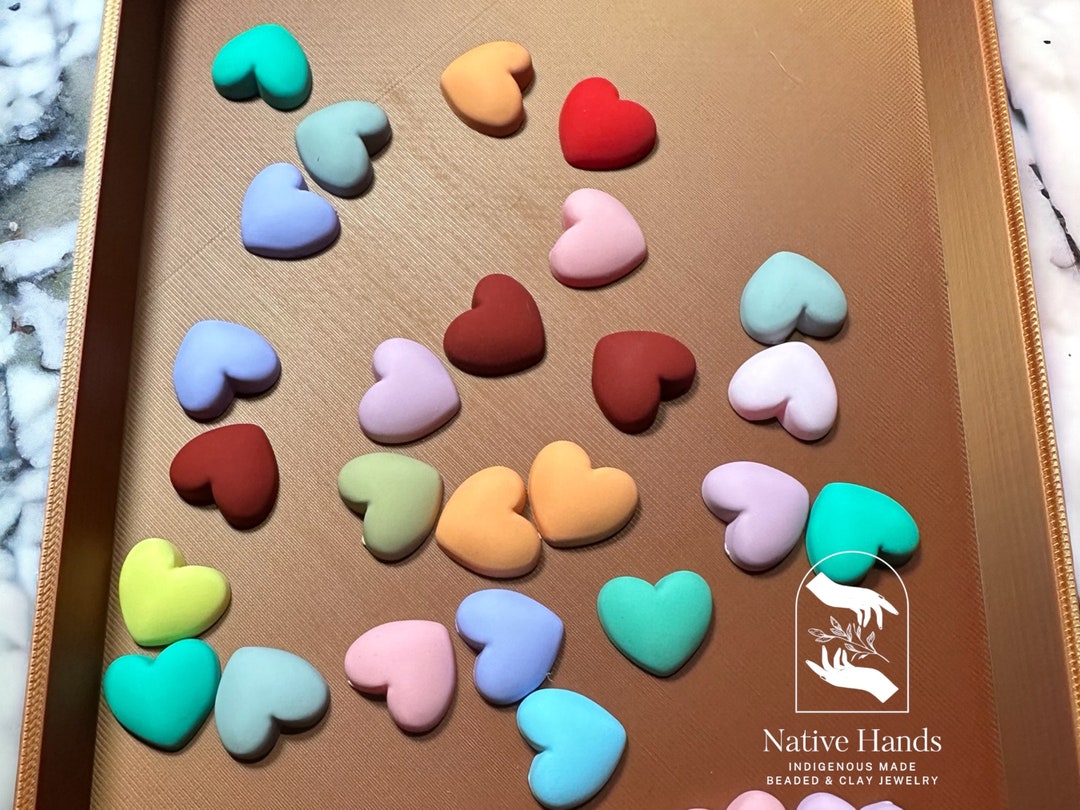 4 PACK PUFFY Heart Matte Flat Back Heart Cabochon Cab Glue on Multiple ...