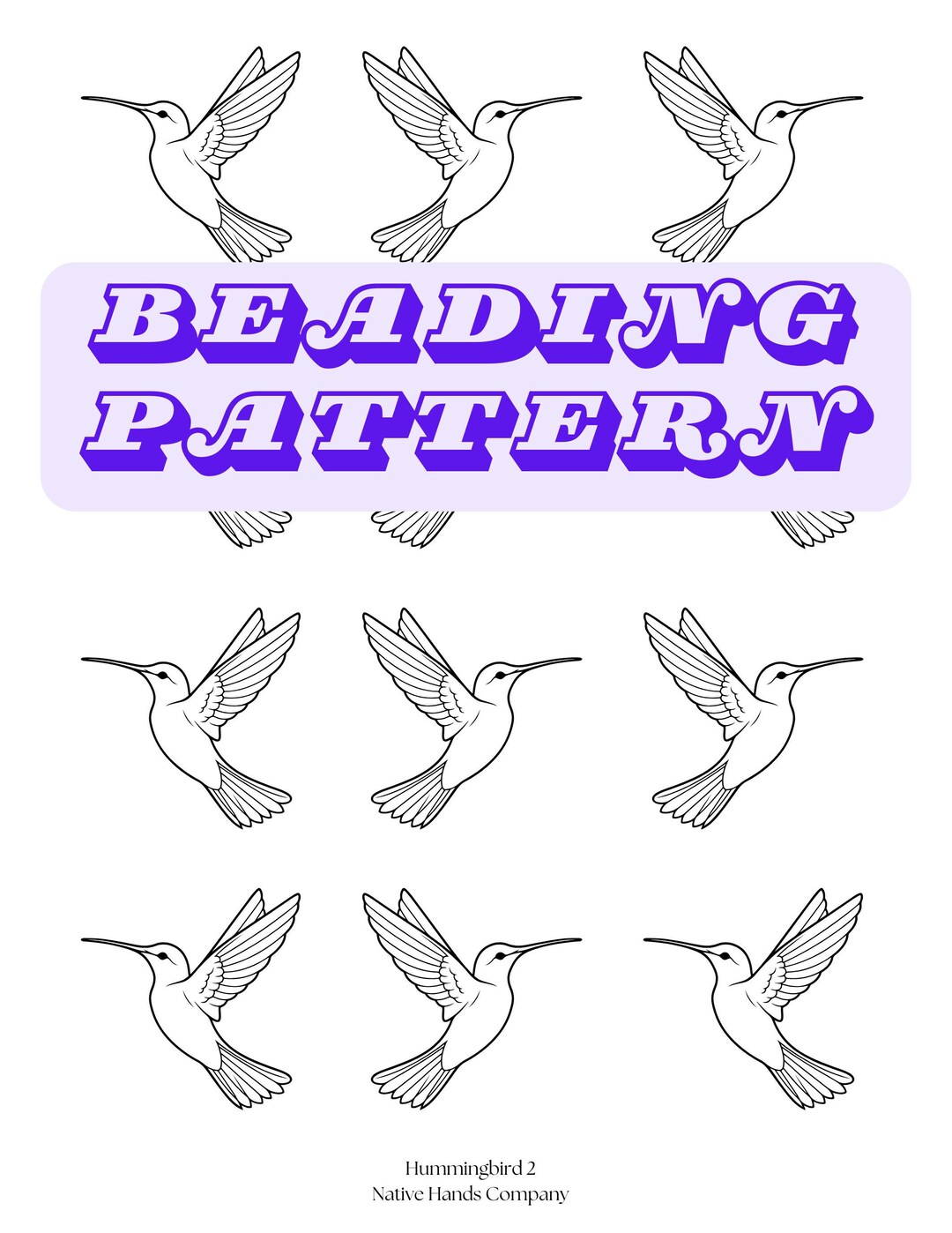 3 Sizes Native Beadwork Printable Mirrored Hummingbirds 2 Template PDF ...