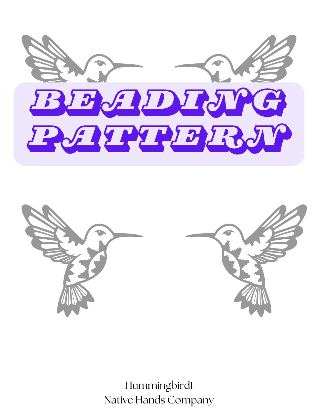 3 Sizes Native Beadwork Printable Mirrored Hummingbirds Template PDF ...