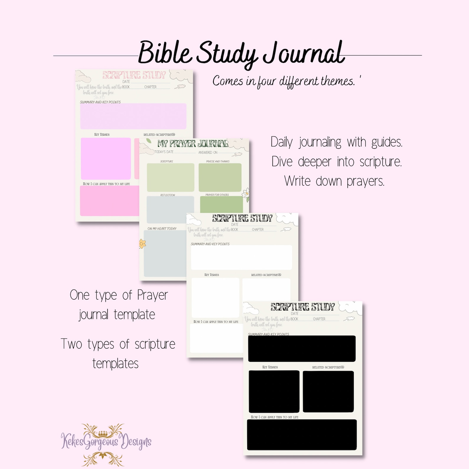 Printable Bible Study Journal Page | PDF Bible Study Page | Bible Notes ...