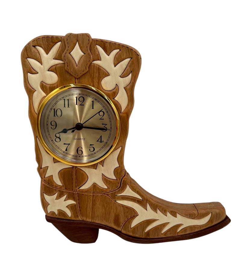 Cowboy Boot Clock Intarsia Wood Art Wall Hanging Country Decor - Etsy
