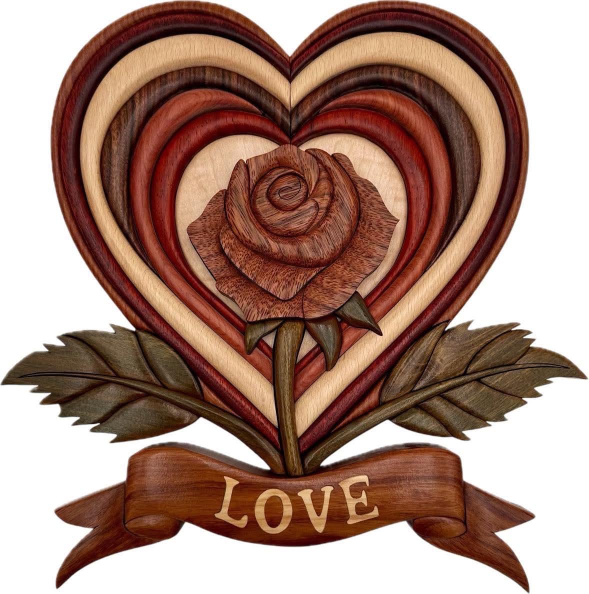 Blooming Love Intarsia PATTERN ONLY Scroll Saw Wood Art Decor Valentine ...