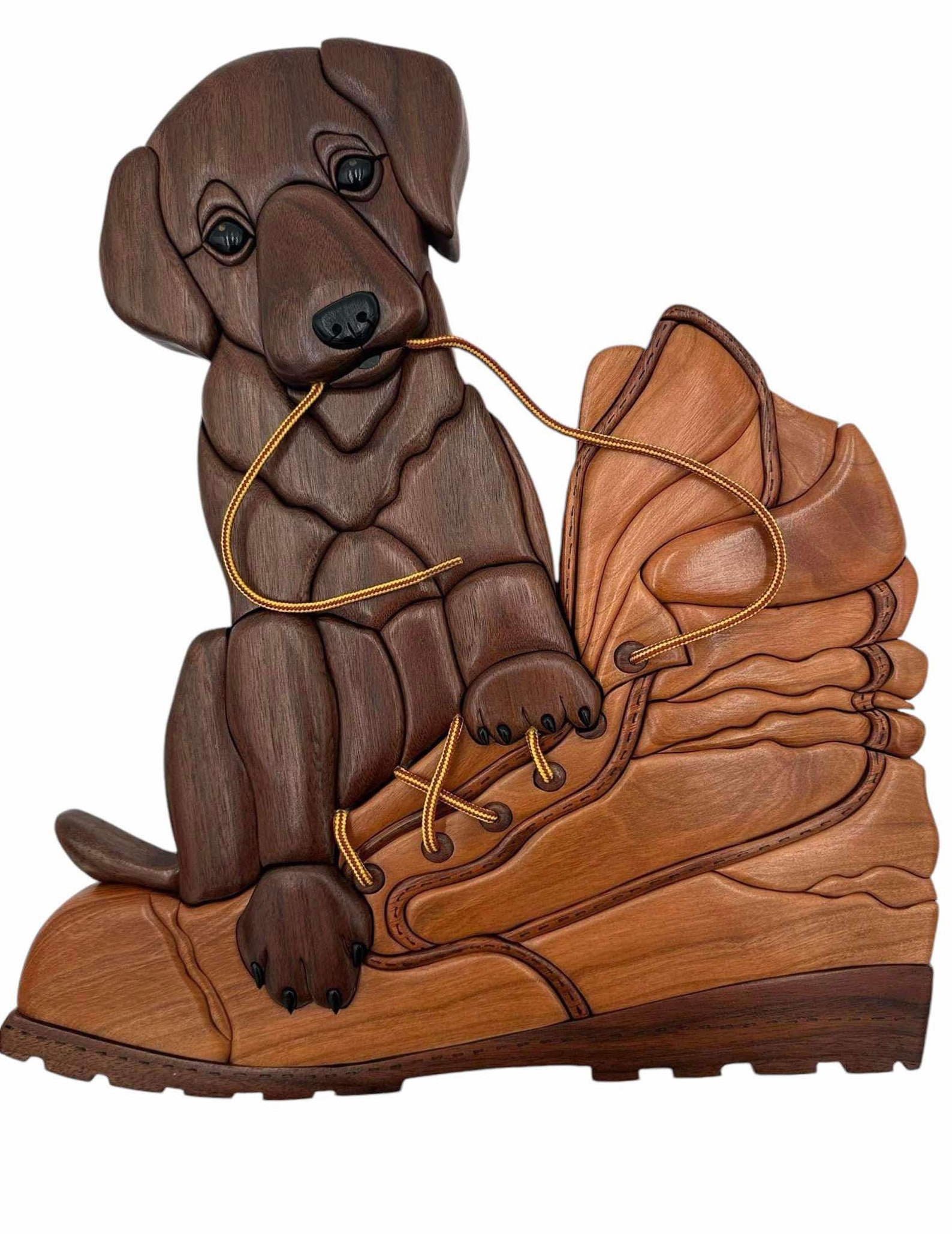 Mischievous Pup Intarsia Wood Art Wall Hanging Decor Puppy Dog ...