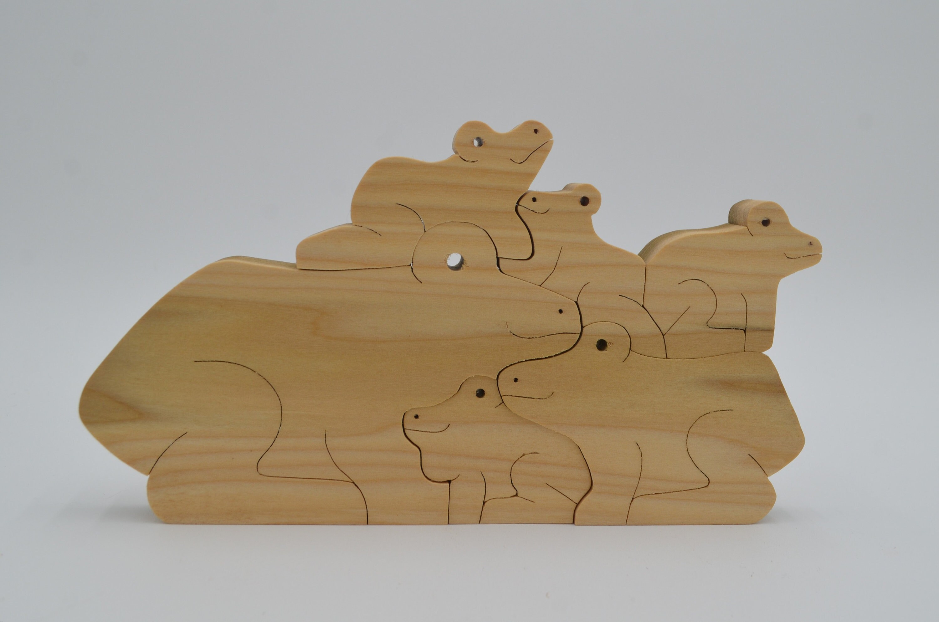 6 Piece Wooden Frog Stacking Puzzle - Etsy