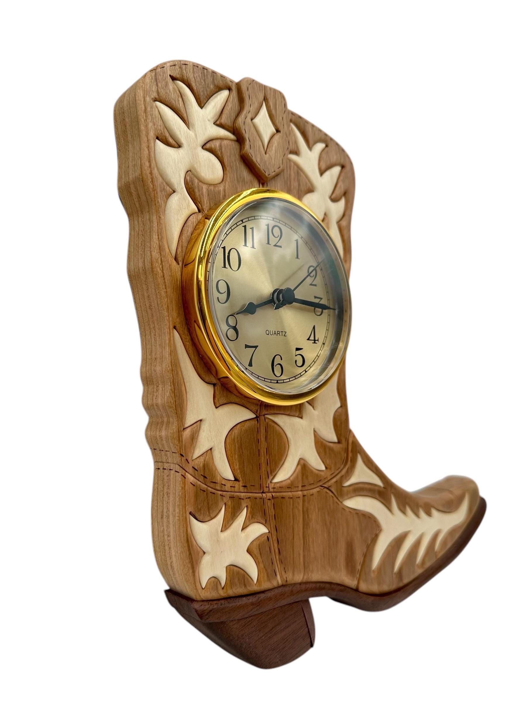 Cowboy Boot Clock Intarsia Wood Art Wall Hanging Country Decor - Etsy