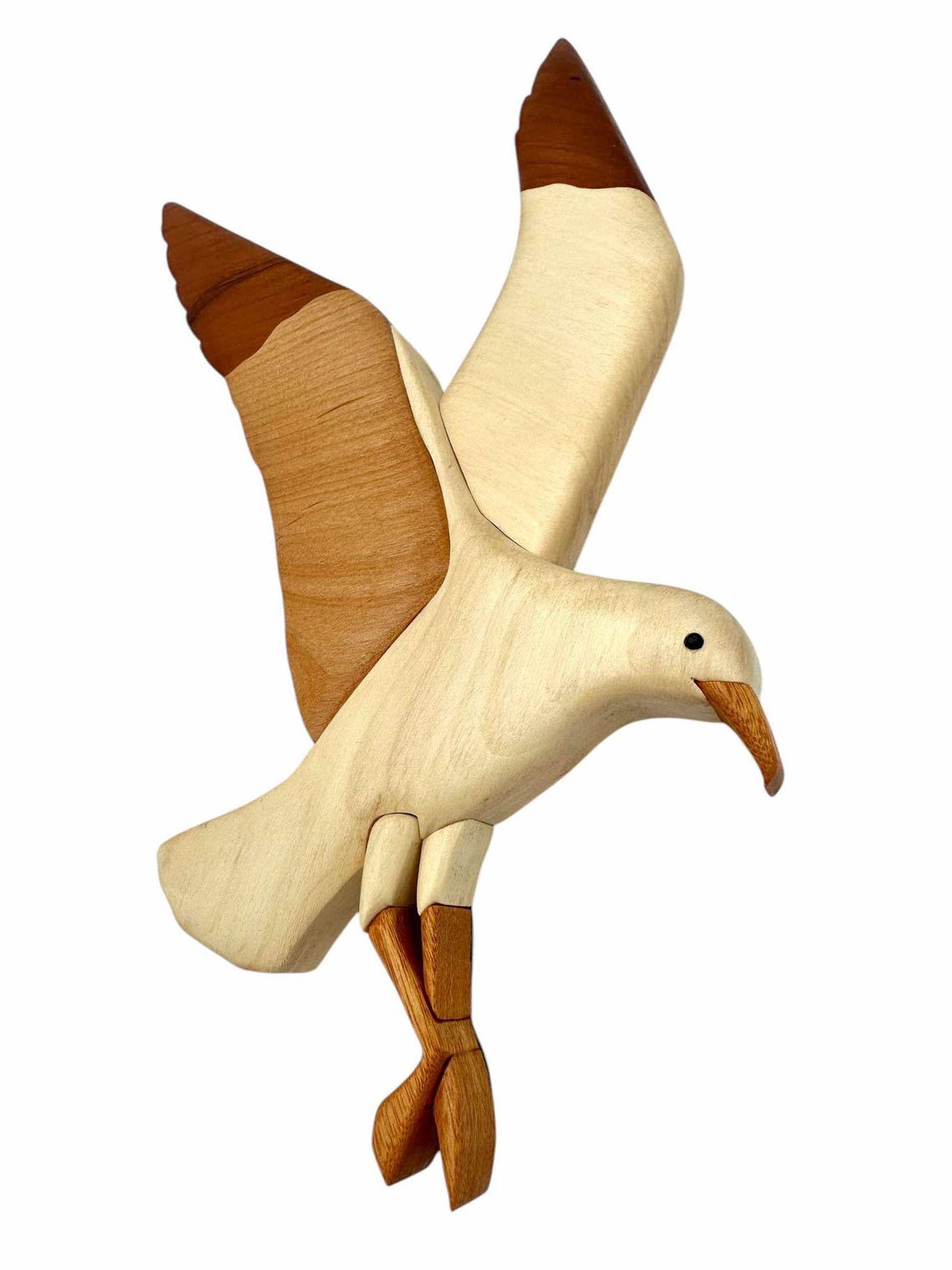 Landing Seagull Intarsia Wood Art Wall Hanging Decor River Ocean Beach ...