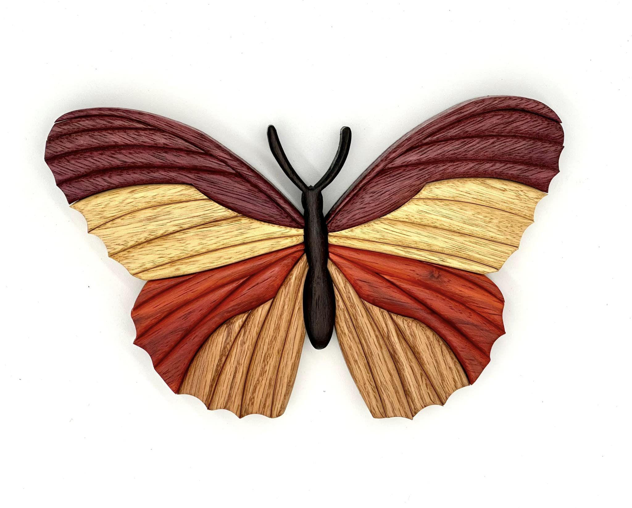 Colorful Butterfly Intarsia Wood Art Wall Hanging Spring Summer Decor ...