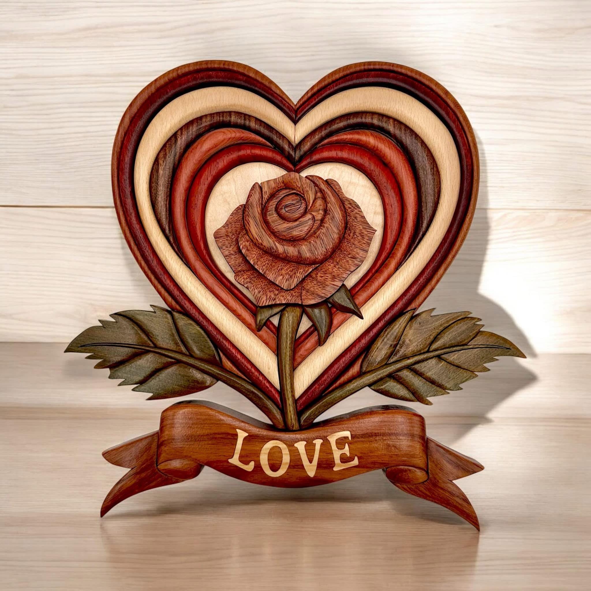 Blooming Love Intarsia PATTERN ONLY Scroll Saw Wood Art Decor Valentine ...