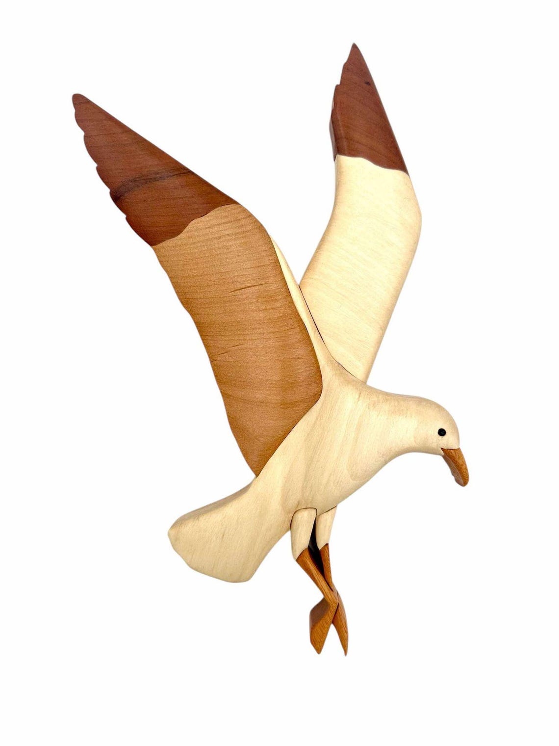 Landing Seagull Intarsia Wood Art Wall Hanging Decor River Ocean Beach ...
