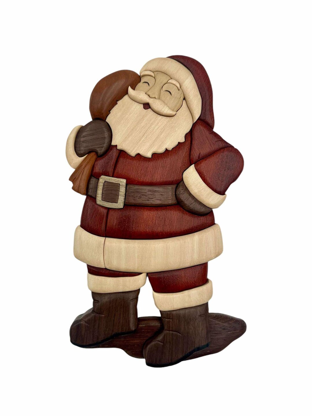 Santa Intarsia Wood Art Wall Hanging Winter Holiday Christmas Decor - Etsy