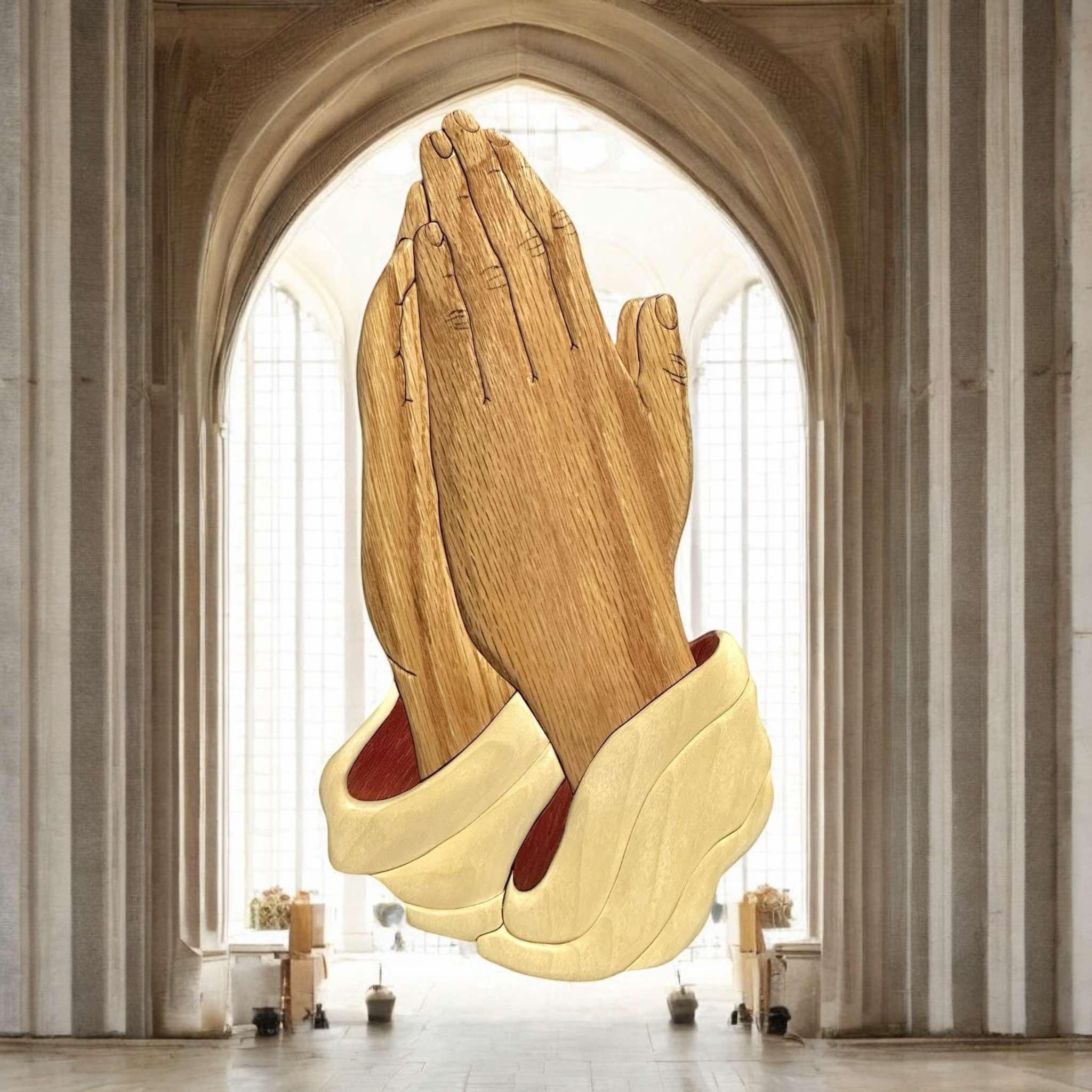Praying Hands Religious Intarsia Wood Art Wall Hanging Decor - Etsy
