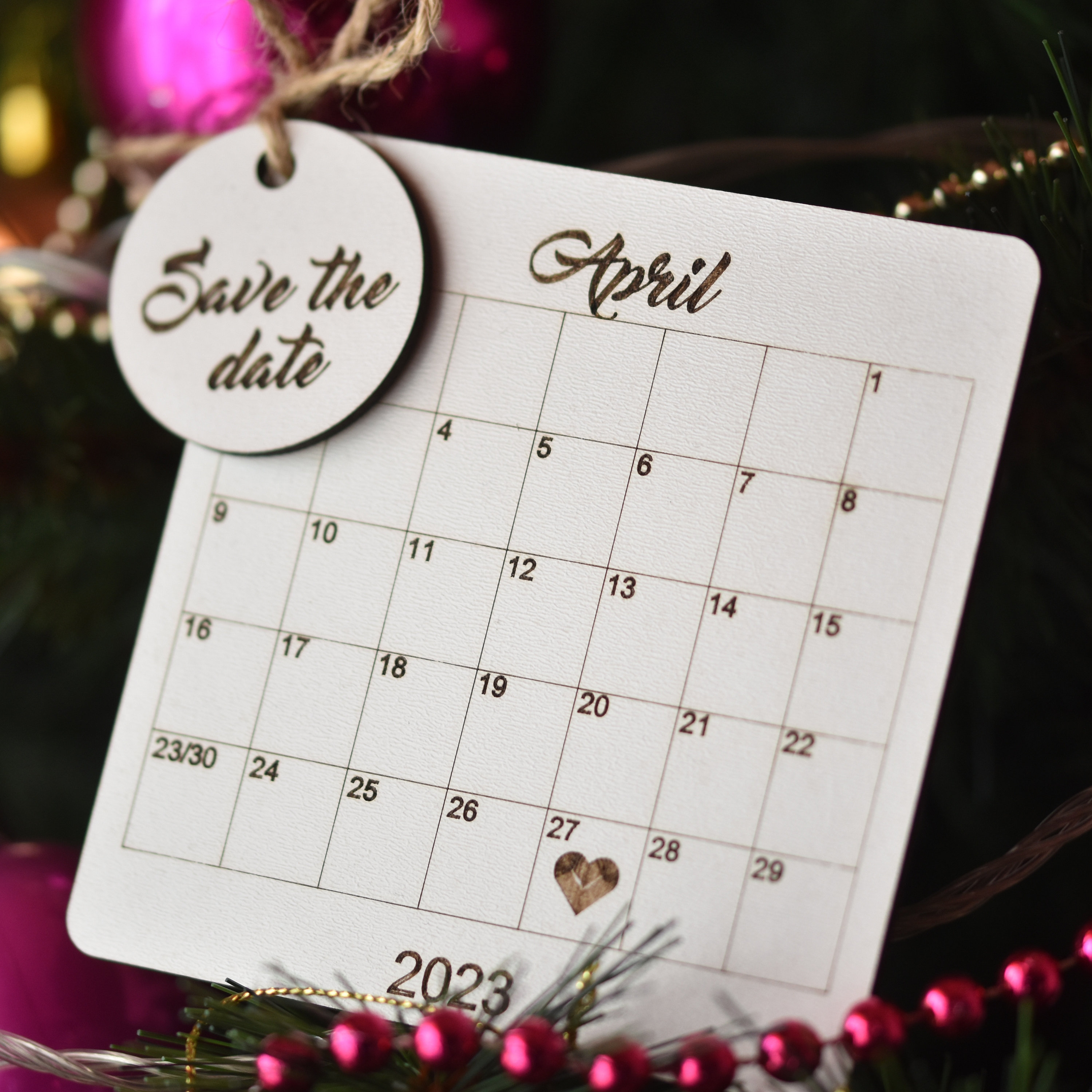 2023 Calendar With Save the Date Tag - Laser Cut Files - Etsy