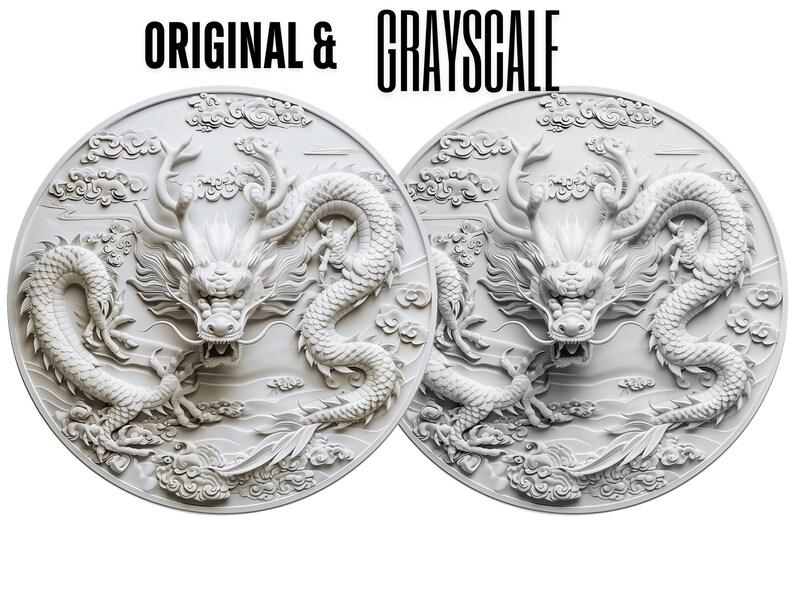 Chinese Dragon Coin Design for 3D Laser Engraving With Height Map ...