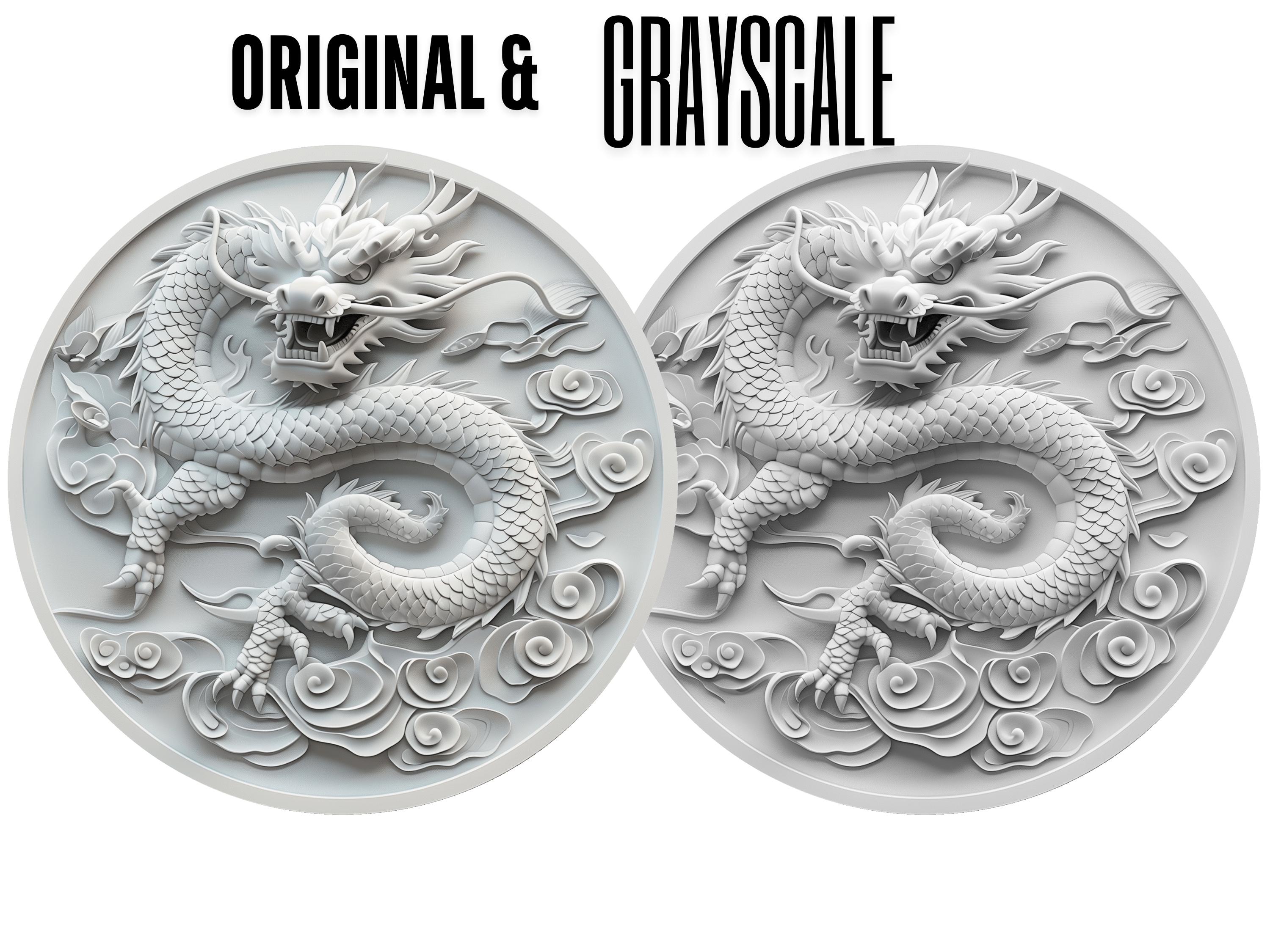 Chinese Dragon Coin Design for 3D Laser Engraving With Height Map ...
