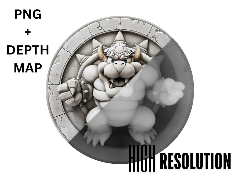 Bowser From Mario Bundle Laser PNG Design for 3D Laser Engraving With ...