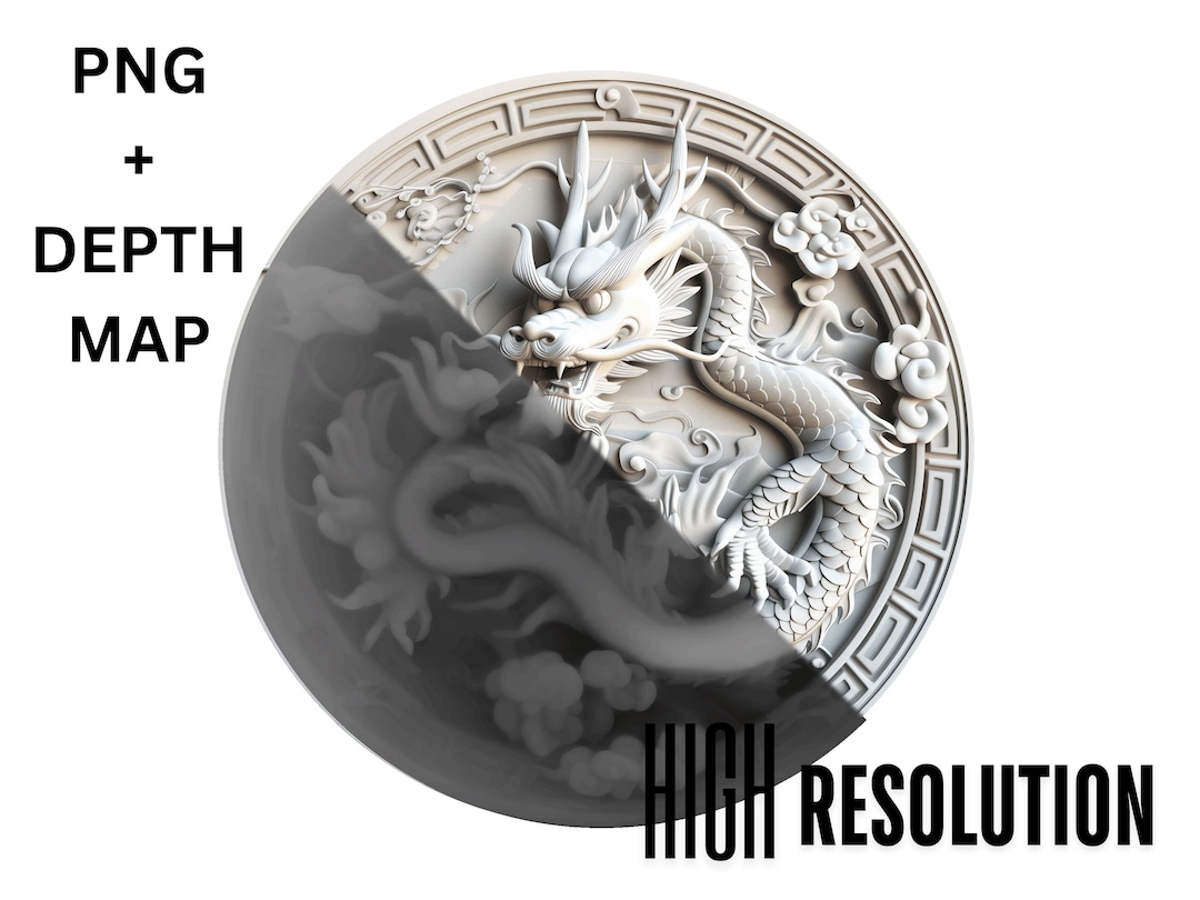 Chinese Dragon Coin Design for 3D Laser Engraving With Height Map ...