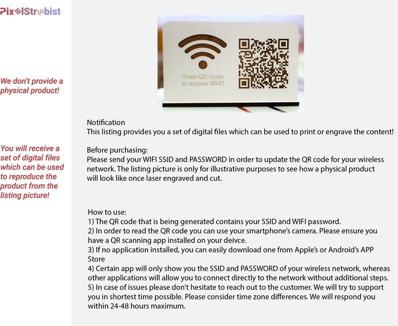 SVG File for Table Stand Wifi SSID and Password With QR Code to Be ...