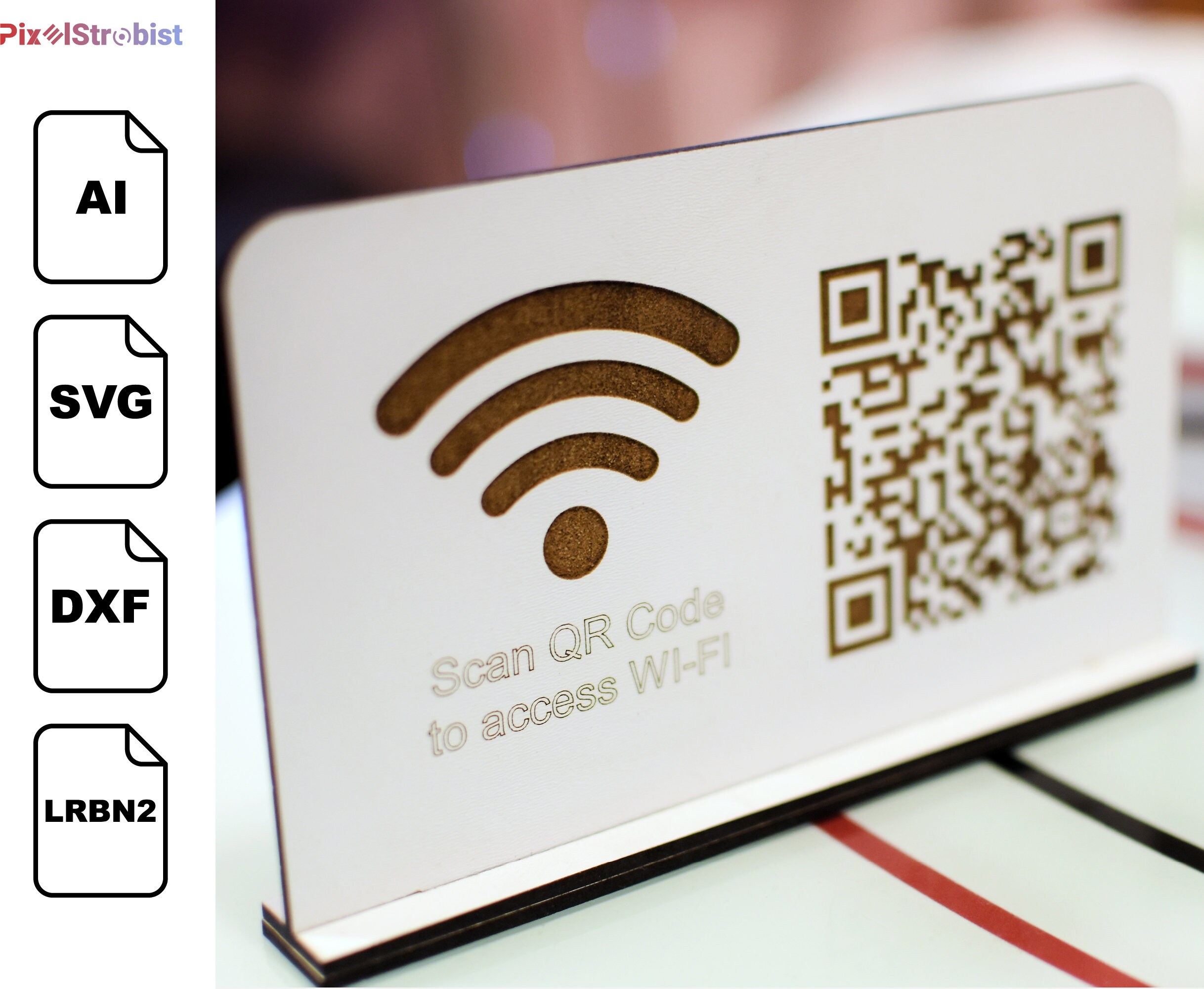 SVG File for Table Stand Wifi SSID and Password With QR Code to Be ...