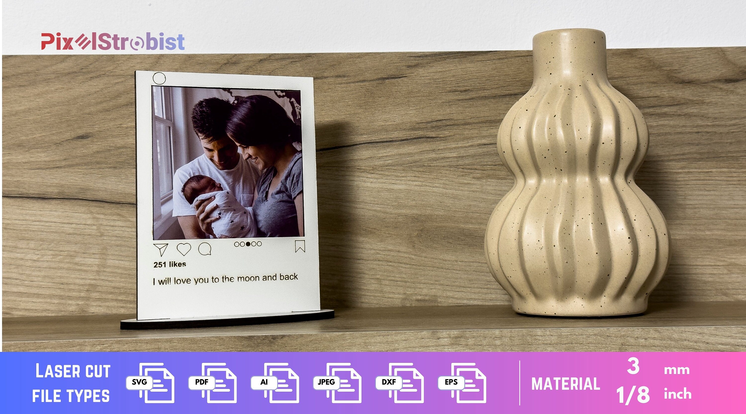 Insta Style Photo Frame (SVG, EPS) Laser Cut Files for Xtoold, Ortur ...