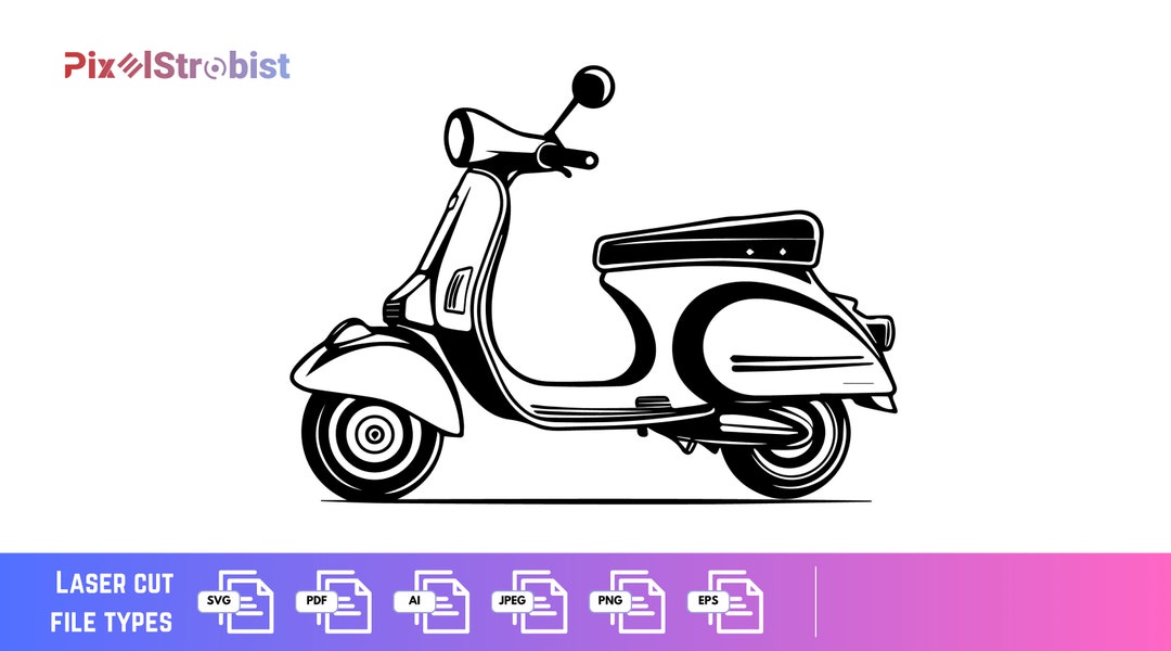 Vespa Scooter Digital File - Multiple File Formats (SVG, PNG, JPEG, Etc ...